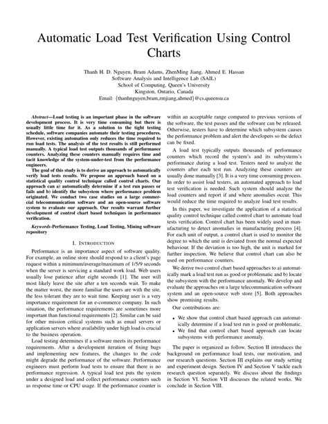 Pdf Automated Verification Of Load Tests Using Control Charts