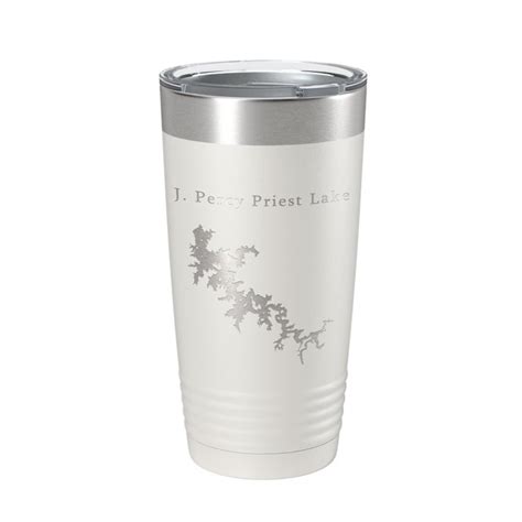 J Percy Priest Lake Map Tumbler Travel Mug Insulated Laser Engraved