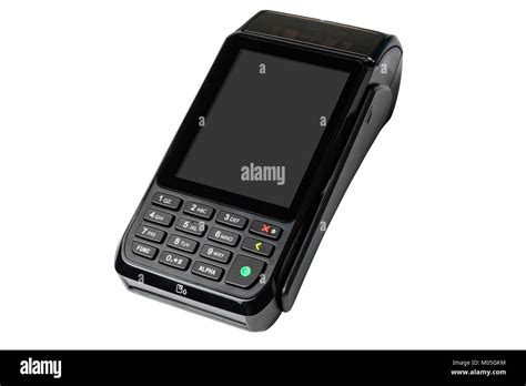 POS Payment Terminal With GPRS Isolated On White Background Stock Photo