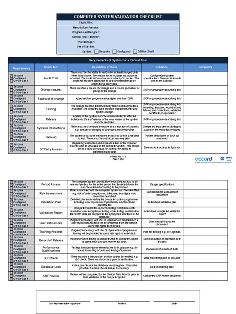Gs002 T02 Computer System Validation Checklist V4 0 Pdf Specification Technical Standard