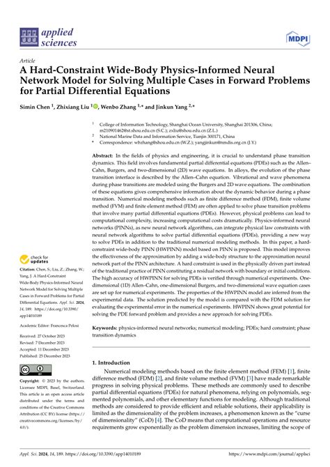 Pdf A Hard Constraint Wide Body Physics Informed Neural Network Model
