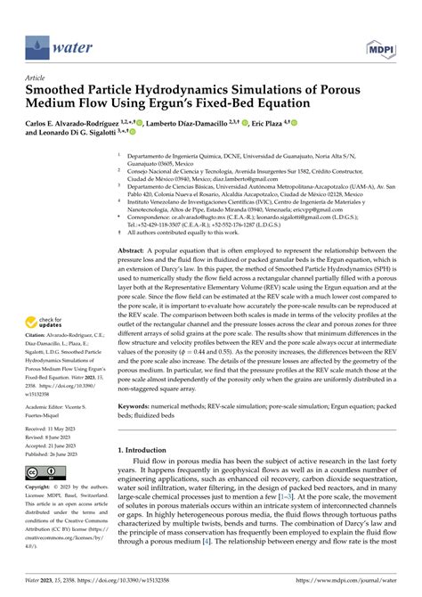 Pdf Smoothed Particle Hydrodynamics Simulations Of Porous Medium Flow Using Erguns Fixed Bed