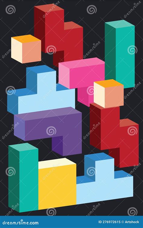 Tetris Bricks Seamless Background Vector 66696162