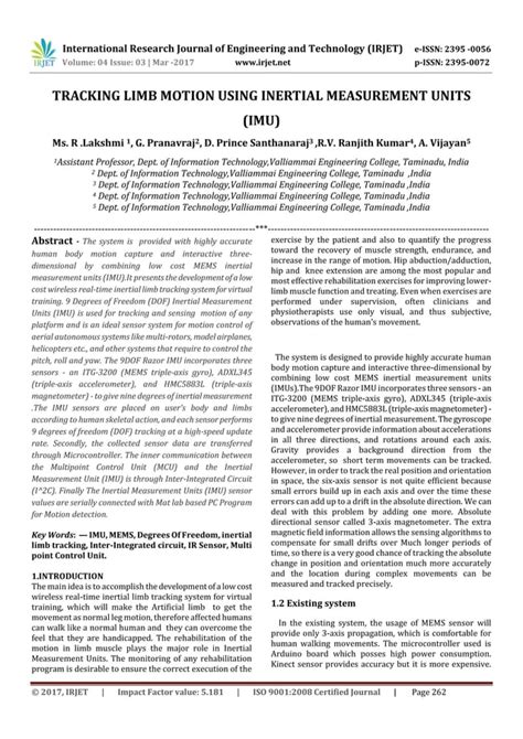 Tracking Limb Motion Using Inertial Measurement Units Imu Pdf