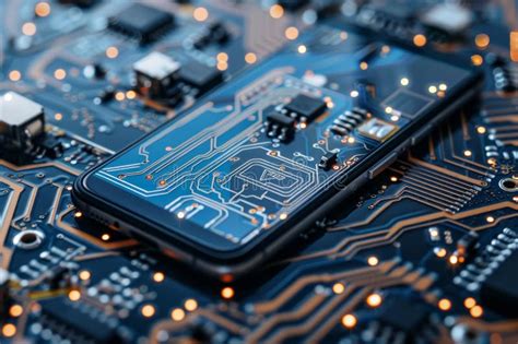 Smartphone Showing Circuit Board Lying On Circuit Board Showing Concept Of Mobile Technology