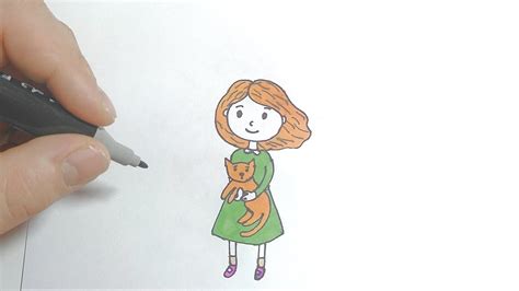 Как нарисовать девочку с котом на руках Youtube