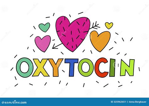 Oxytocin Lettering In Pop Art Style Happy Hormone Sign Stock Vector
