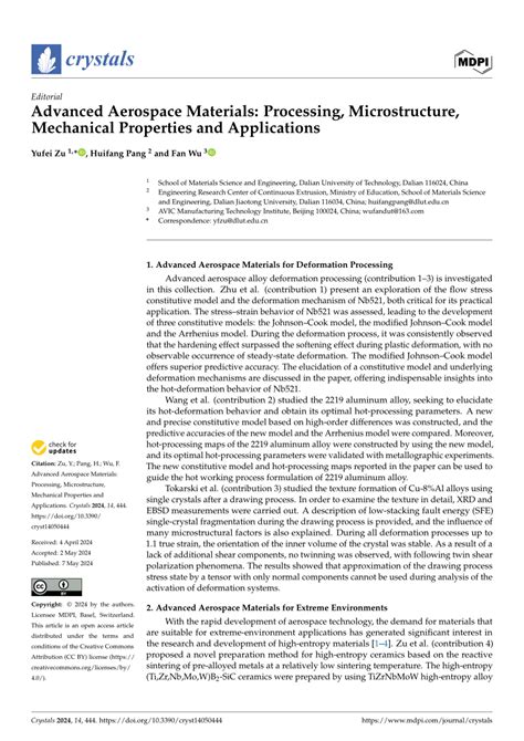 Pdf Advanced Aerospace Materials Processing Microstructure