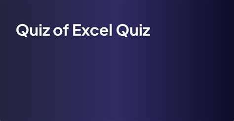 Excel Quiz