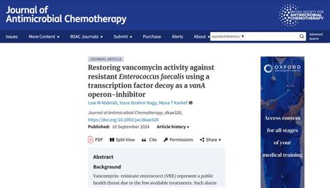 Journalofantimicrobialchemotherapy Resistance Vancomycin Enterococcus Mds Antibiotics