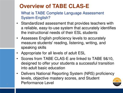 Tabe Complete Language Assessment System English™ Tabe Clas E Ppt