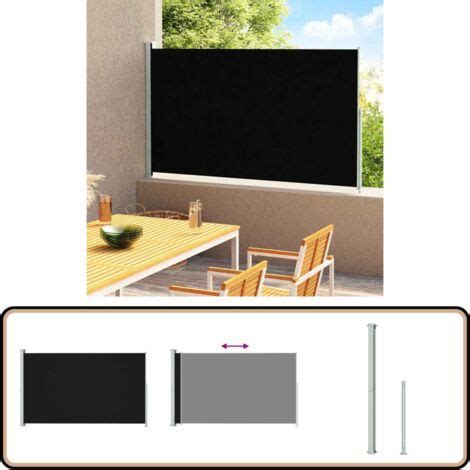 Auvent Latéral Rétractable De Patio 220x300 Cm Noir Parasol Auvent De Terrasse Écran
