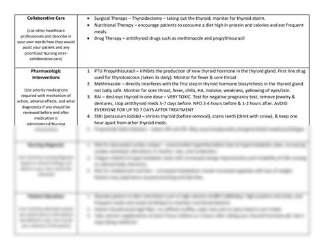 Solution Hyperthyroidism Table Studypool