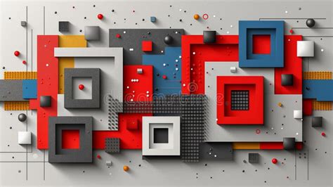 Abstract Geometric Composition With Bold Colors And 3d Shapes Stock Illustration Illustration