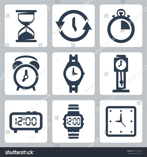 Vector Isolated Clocks Icons Set Stock Vector Royalty Free Shutterstock