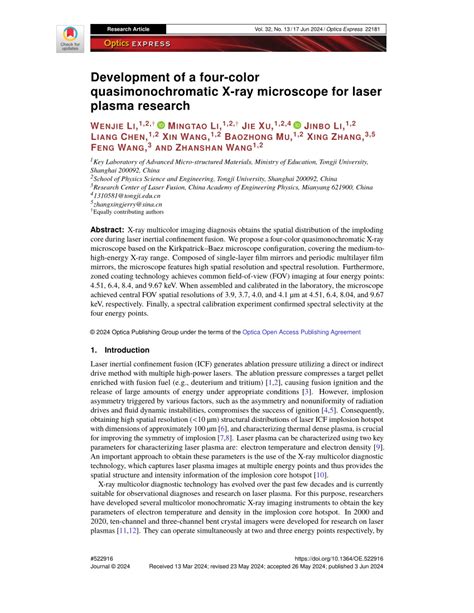 Pdf Development Of A Four Color Quasimonochromatic X Ray Microscope