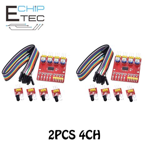 2PCS 4 Channel Infrared Detection Tracking Module Line Patrol Module Obstacle Prevention