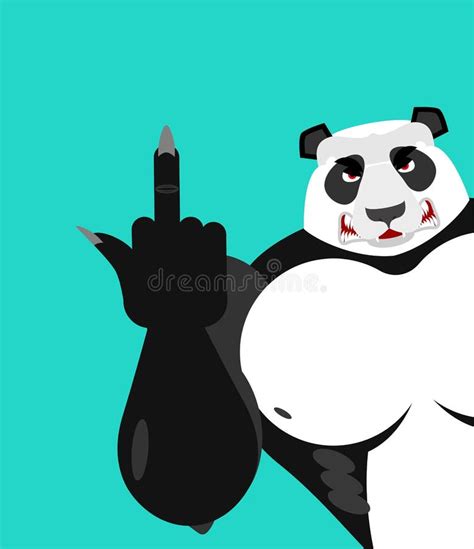 Panda Shows Fuck Angry Big Strong Chinese Bear Stock Vector