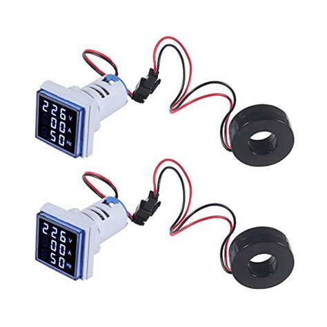 2pcs Current Voltage Meters Digital 3in1 22mm Voltmeter Ammeter Hz Meter Ac 60 500v Frequency