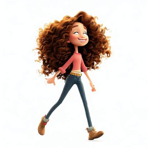 Premium Ai Image Beautiful And Colorful Curly Haired Girl With White Background