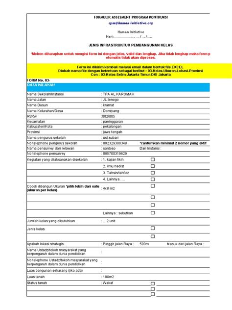 03 Form Assesment Pembangunan Kelas Pdf