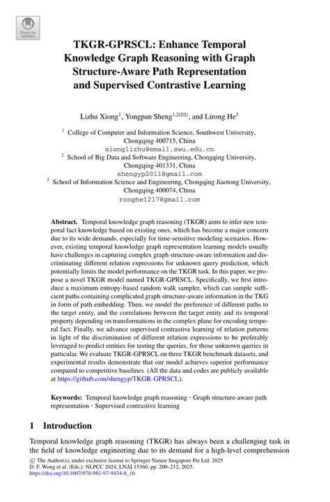 Pdf Tkgr Gprscl Enhance Temporal Knowledge Graph Reasoning With