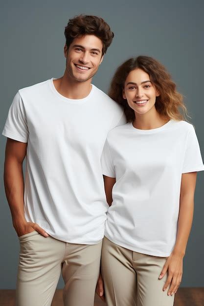 Premium Photo A Man And A Woman Wearing A White T Shirt