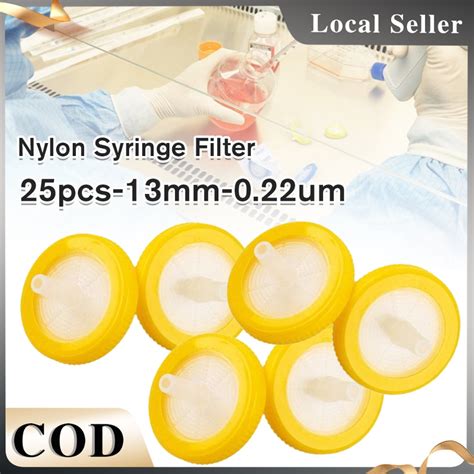 25pcs Nylon Syringe Filter Membrane 0 22um 13mm Sterile Organic Aqueous Lab Filters Shopee