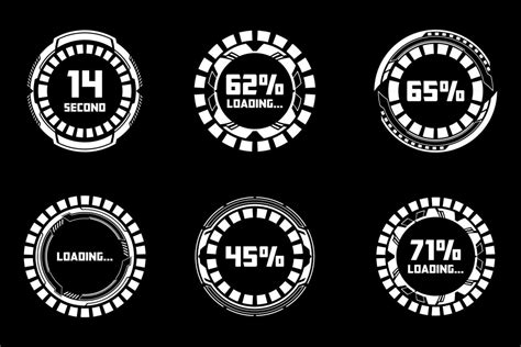 Set Of Hud Futuristic Circular Loading Progress Indicators Elements