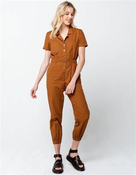 Know One Cares Womens Cognac Boiler Suit Cognac Tillys Jumpsuit