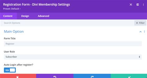 Registration Form Module Divi Membership Documentation
