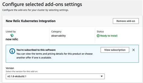 install the eks add on from aws marketplace new relic documentation