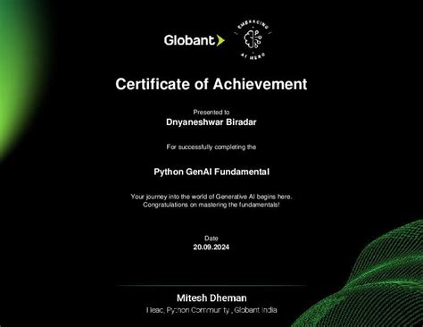 Dnyaneshwar Biradar On Linkedin Python Genai Fundamental Certificate
