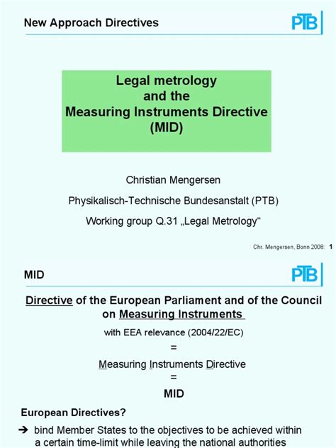 Legal Metrology And The Measuring Instruments Directive Mid Pdf
