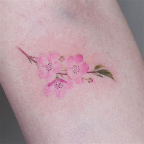 Watercolor Cherry Blossom Tattoo