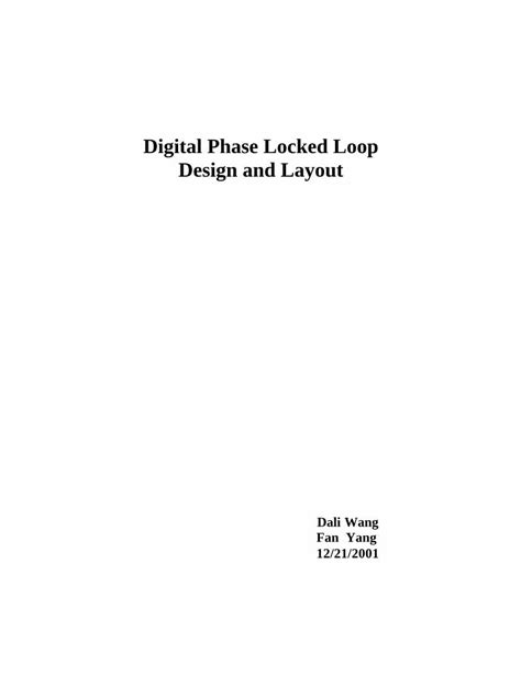 Pdf Digital Phase Locked Loop Design And Layout Mosis · Pdf Filedigital Phase Locked Loop