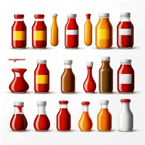 Sauce Vector Set White Background Isolated A High Qual Premium Ai