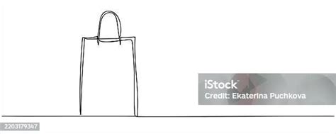 미니멀한 배경에 쇼핑백의 간단한 선 그리기는 깔끔한 선과 절제된 디자인 요소를 특징으로 합니다 가방에 대한 스톡 벡터 아트 및 기타 이미지 Istock