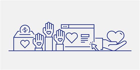 자선 및 기부 관련 웹 배너 라인 스타일 웹 배너 웹 사이트 헤더 등에 대한 현대 선형 디자인 벡터 일러스트레이션 인터넷에 대한 스톡 벡터 아트 및 기타 이미지 Istock