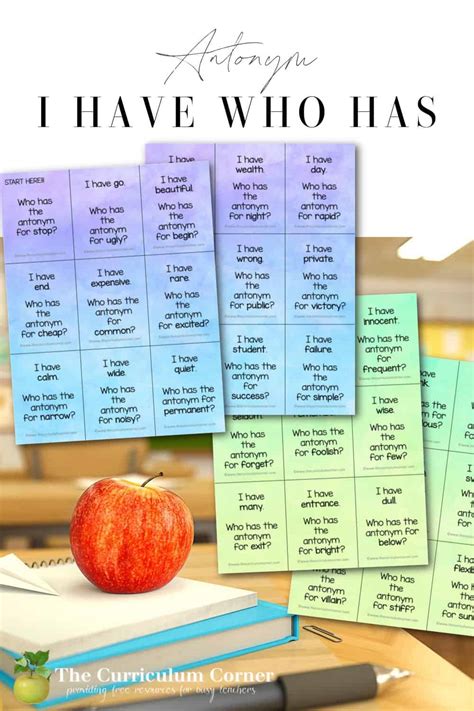 Antonym Match Pinteres The Curriculum Corner 123