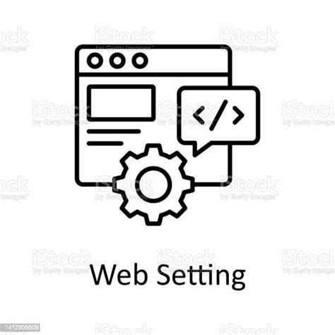 웹 설정 벡터 개요 아이콘 디자인 그림 흰색 배경 Eps 10 파일에 기타 기호 기계 부분에 대한 스톡 벡터 아트 및 기타