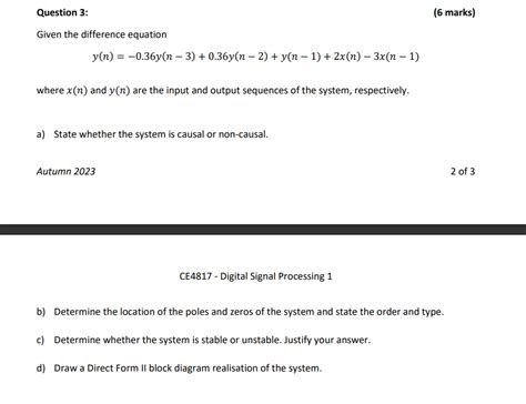 Solved Question Marks Derive The Z Transform Of The Chegg