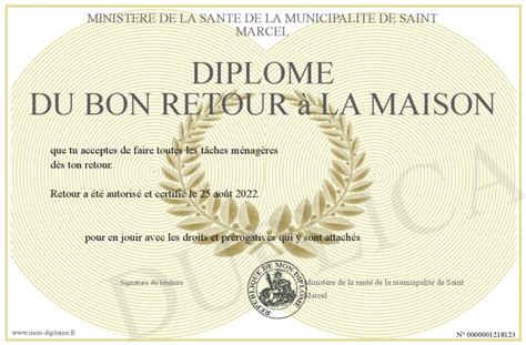 Diplome Du Bon Retour A La Maison