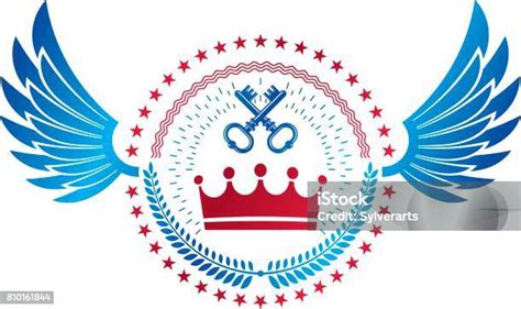 로얄 크라운 상징입니다 팔의 문장 학 외 투 절연 장식 아이콘 벡터 일러스트 흰색 바탕에 오래 된 스타일에 고 대 Icontype입니다 고풍스런에 대한 스톡 벡터 아트 및