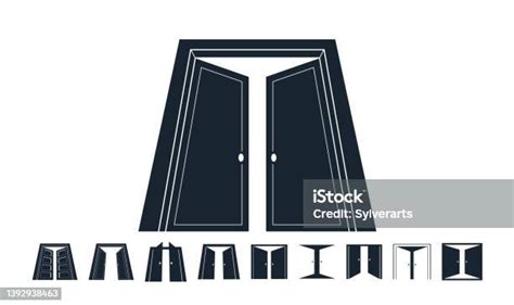 문 아이콘 벡터 세트 평면 및 3d 차원 스타일 기호 큰 컬렉션입니다 건물 외관에 대한 스톡 벡터 아트 및 기타 이미지 건물 외관 건설 프레임 건축 Istock