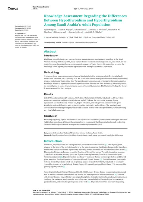 Pdf Knowledge Assessment Regarding The Differences Between Hypothyroidism And Hyperthyroidism