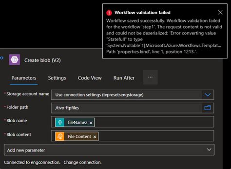 logic app validation failed with create blob v2 microsoft qanda
