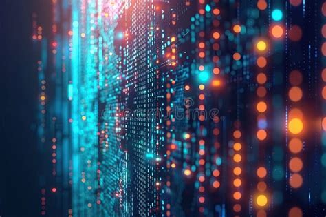 Abstract Digital Data Stream With Vibrant Neon Colors And Dynamic Light