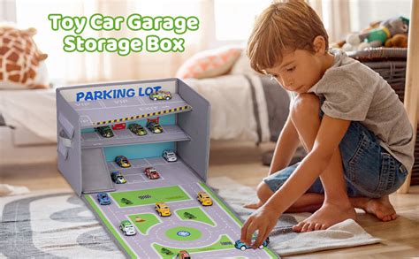 Livememory Toy Car Garage Box Toy Car Storage Toy Car Box