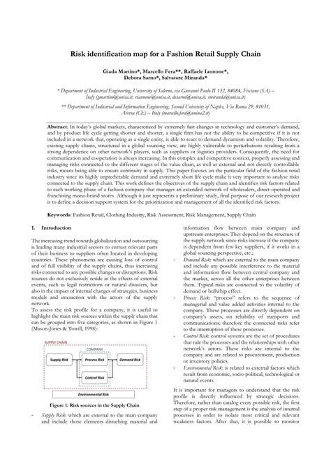 Pdf Risk Identification Map For A Fashion Retail Supply Chain